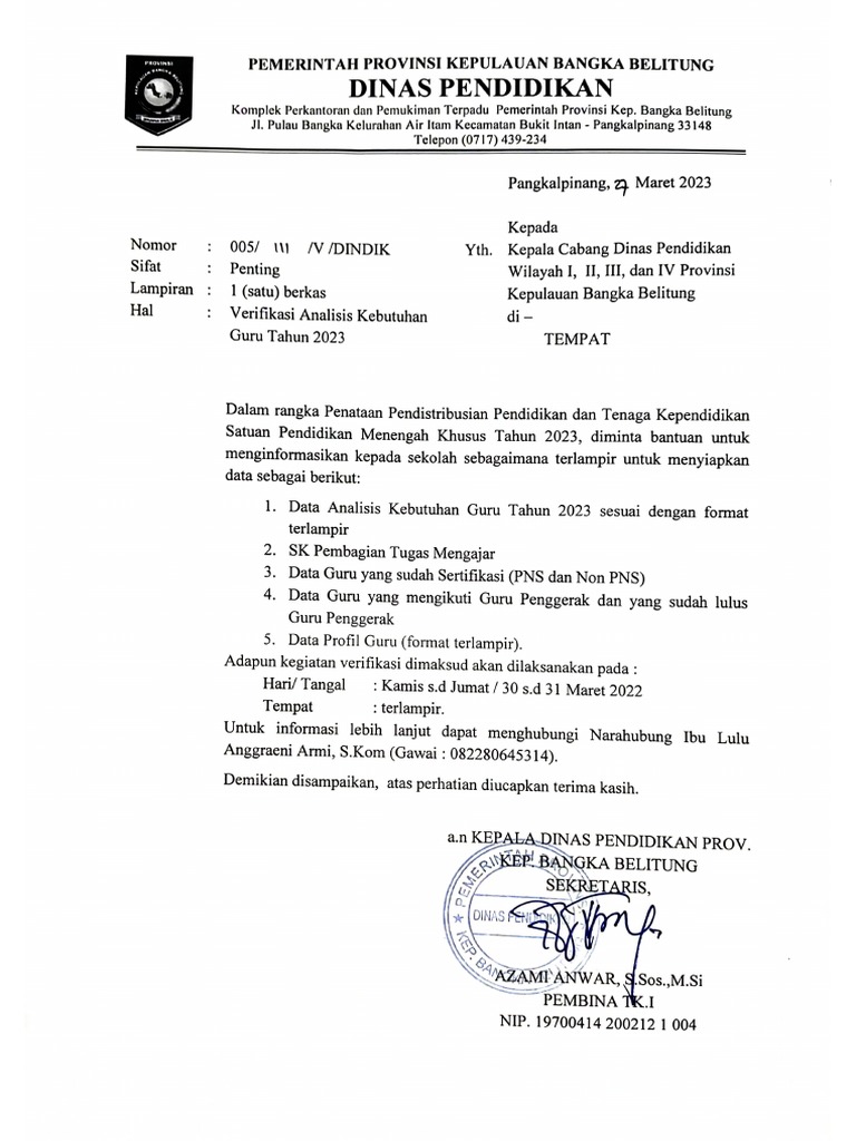 Surat Verifikasi AKG 2023 | PDF