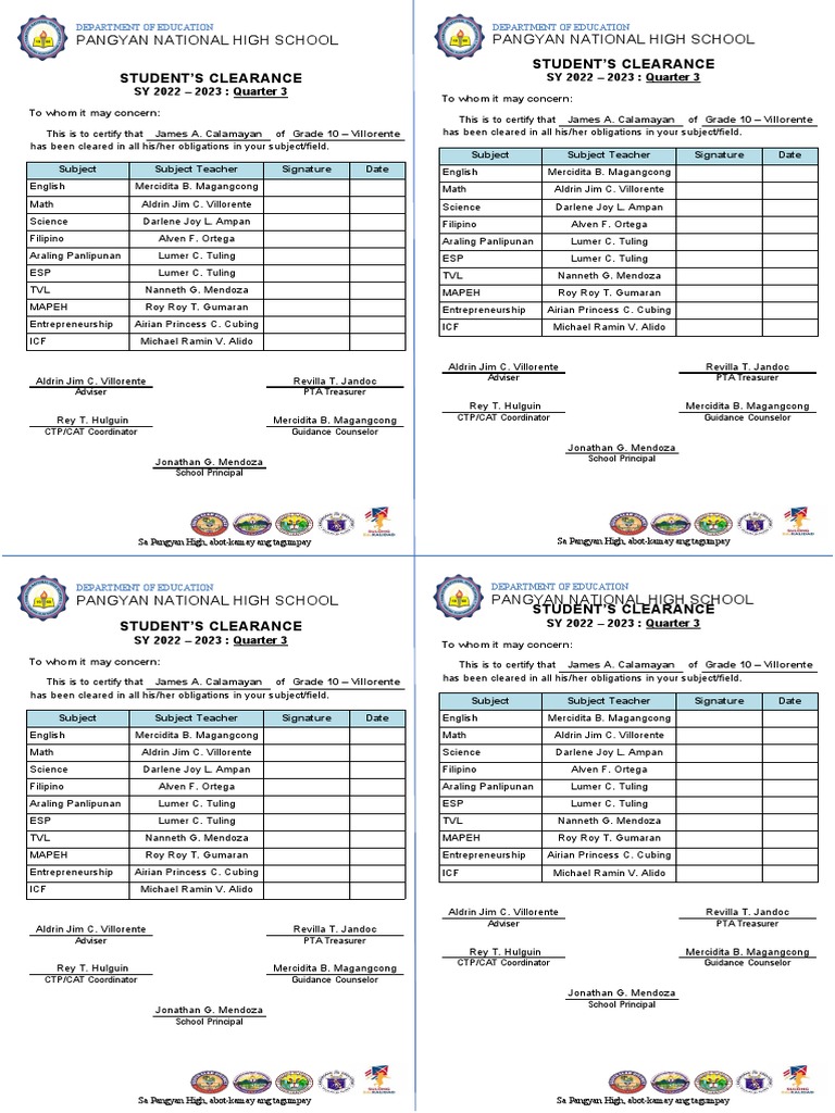 Students Clearance | PDF | Philippines | Asia