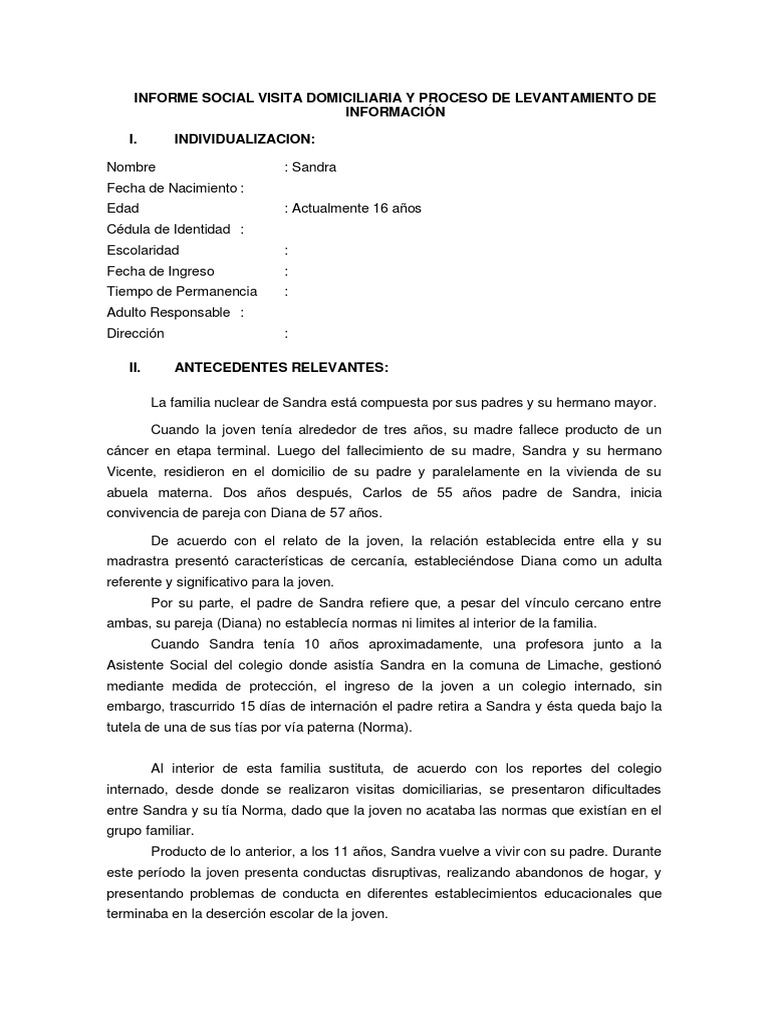 Informe Social Ejemplo | PDF | Comportamiento | Desorden hiperactivo y ...