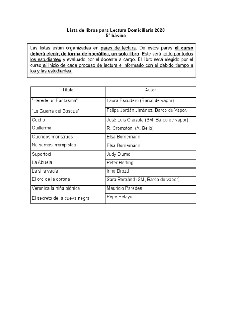 Plan Lector 5to A 8vo | PDF