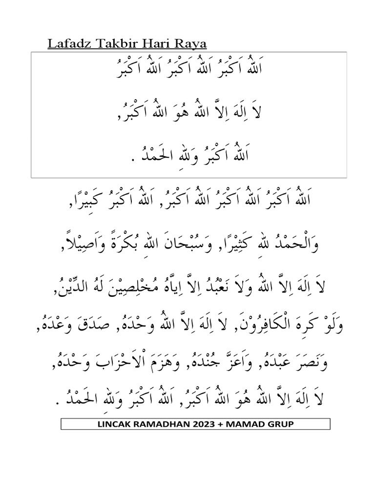 Takbir Hari Raya 2023 Guide | PDF