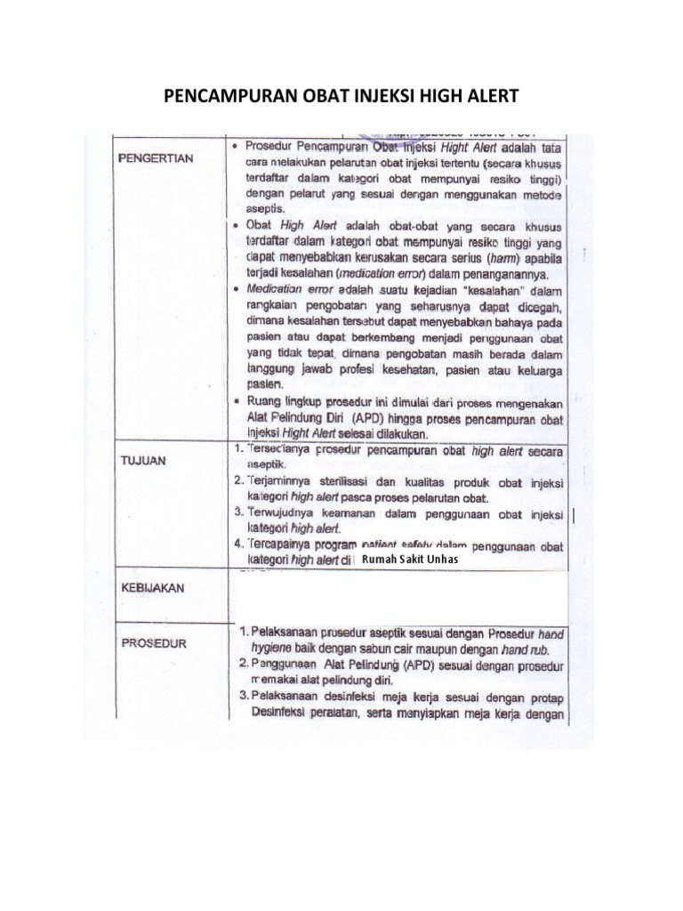 Pencampuran Obat Injeksi High Alert | PDF