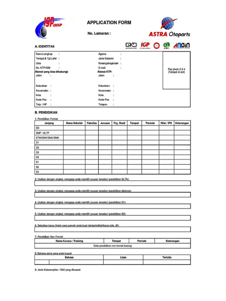 Form Application PT IGP | PDF