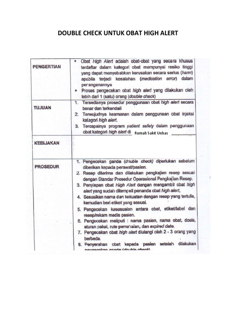 Double Check Untuk Obat High Alert | PDF