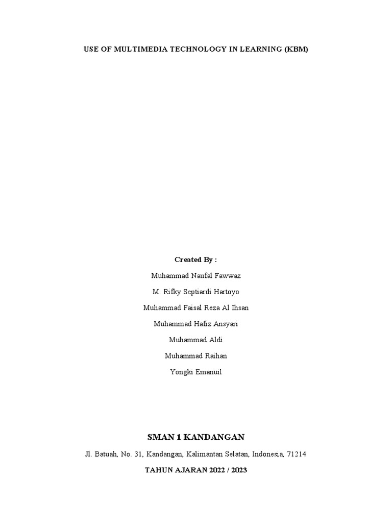 Use of Multimedia Technology in Learning (KBM) | PDF | Multimedia ...