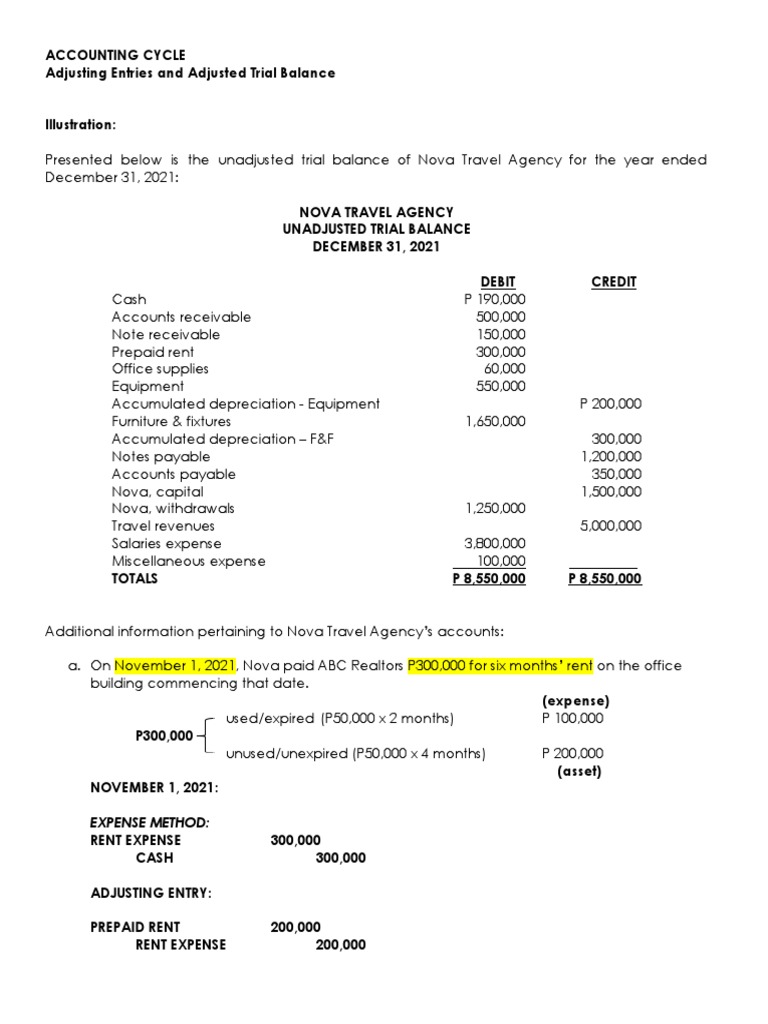 Adjusting Entries and Adjusted Trial Balance | PDF | Expense | Debits ...