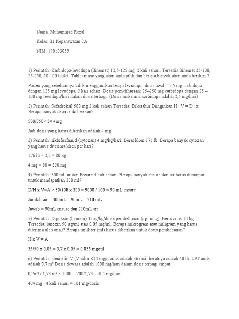 LKM Perhitungan Dosis Obat | PDF