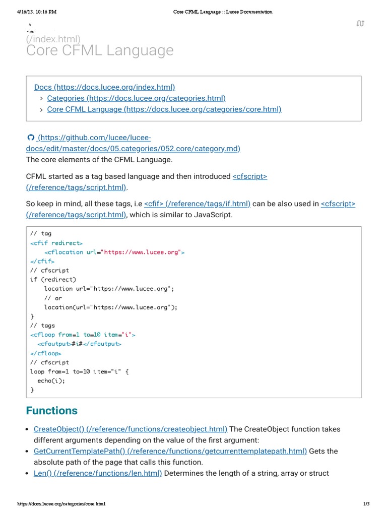 Core CFML Language - Lucee Documentation | Download Free PDF | Information Technology Management ...