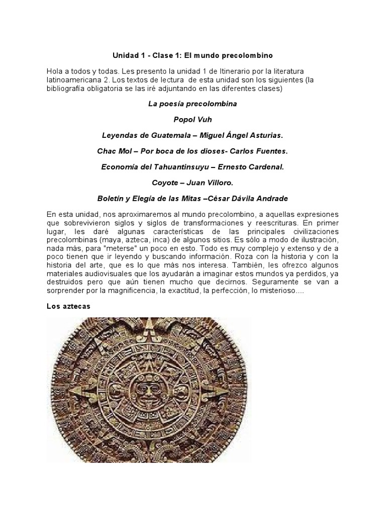 Unidad 1 - Clase 1 - El Mundo Precolombino | PDF | Imperio Inca | Civilización maya