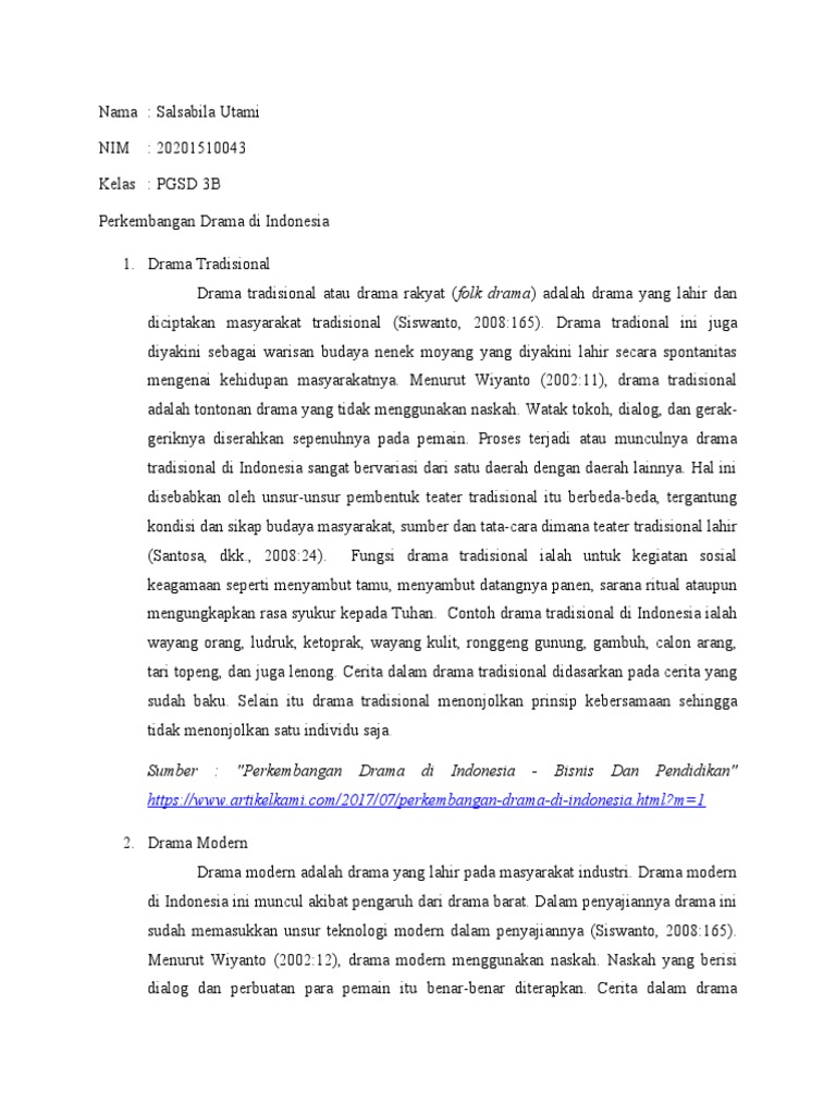 Tugas 1 - Seni Tari Drama | PDF