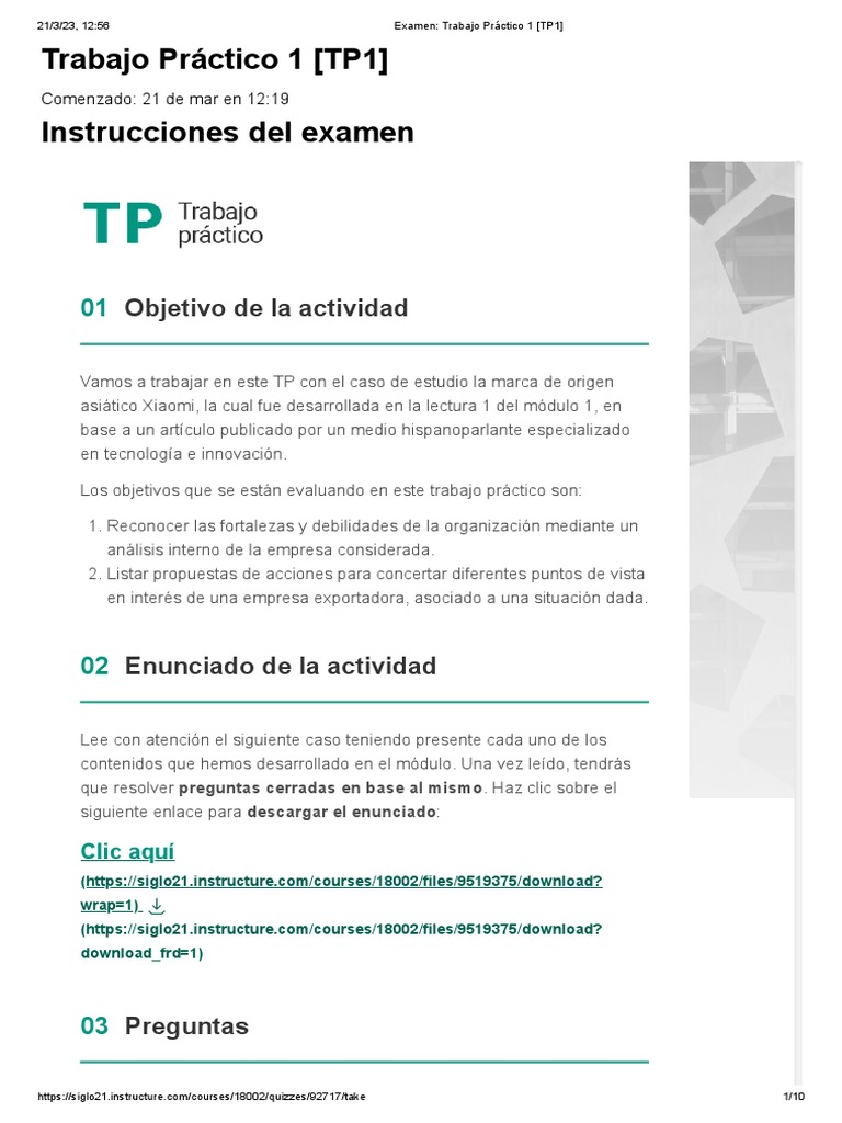 Examen - Trabajo Práctico 1 (TP1) 85% | Descargar gratis PDF | Xiaomi | Marca