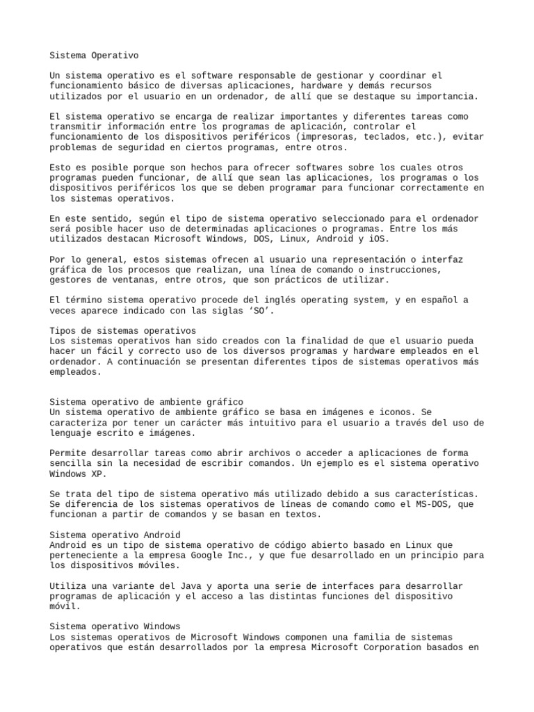 Sistema Operativo 000 | PDF | Sistema operativo | Microsoft Windows Sistema Operativo 000 | PDF | Sistema operativo | Microsoft Windows