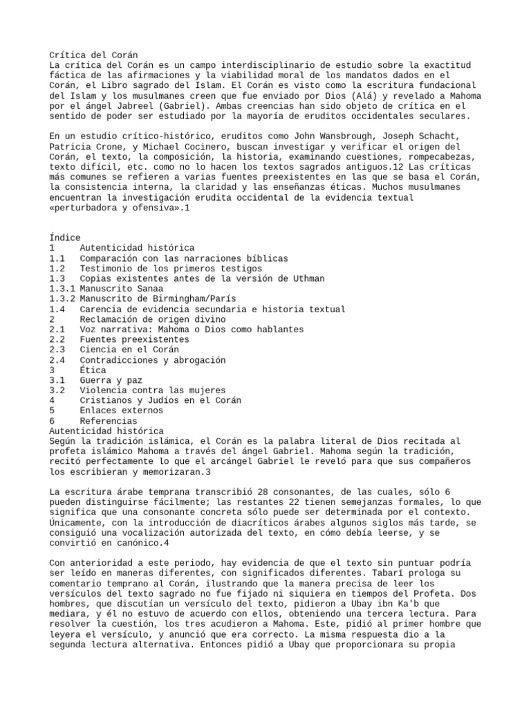 Critica Del Coran | PDF | Corán | Islam