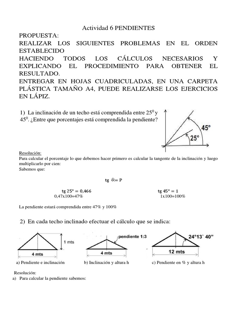 Cálculo de Pendientes y Ángulos | PDF | Pendiente | Triángulo