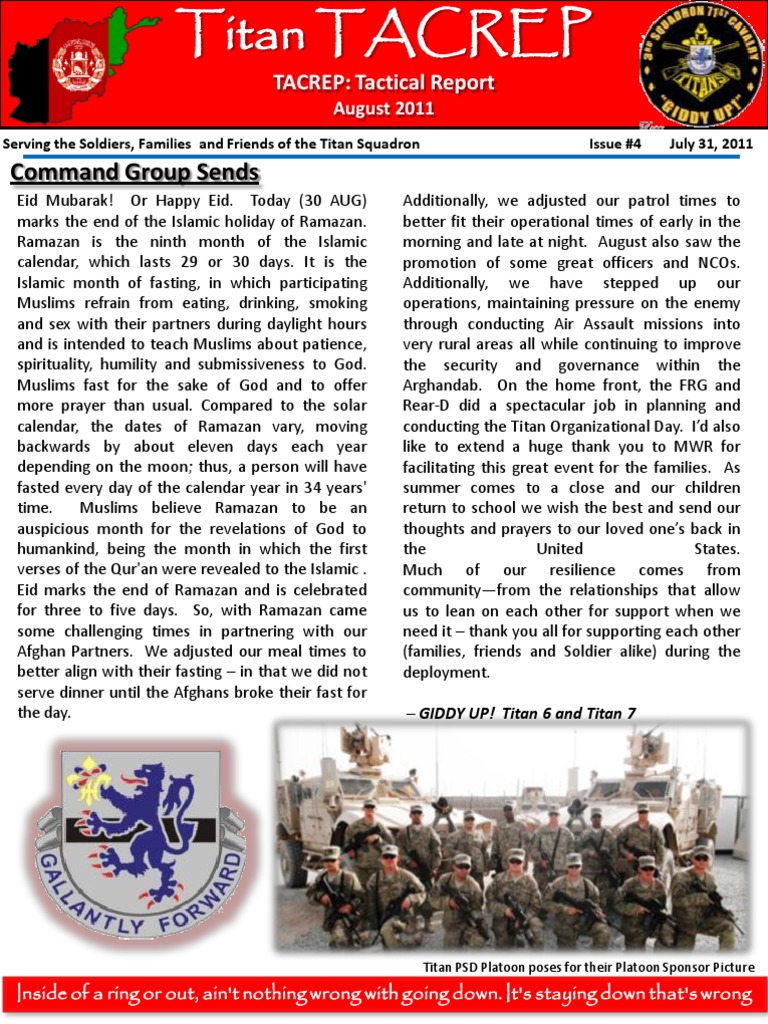 Command Group Sends: TACREP: Tactical Report | PDF | Ramadan | Fasting