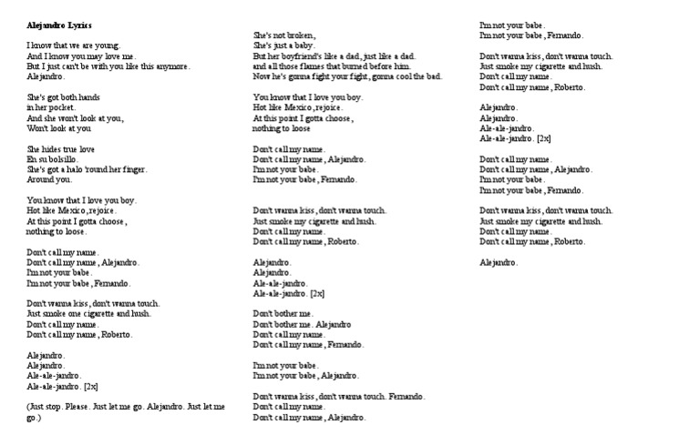 Alejandro Lyrics | PDF