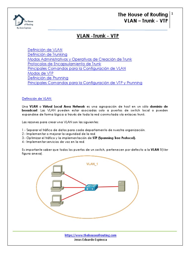 THOR - CCNA - 200 301 T VLAN Trunk VTP v1 | PDF | Conmutador de red | Protocolos de internet