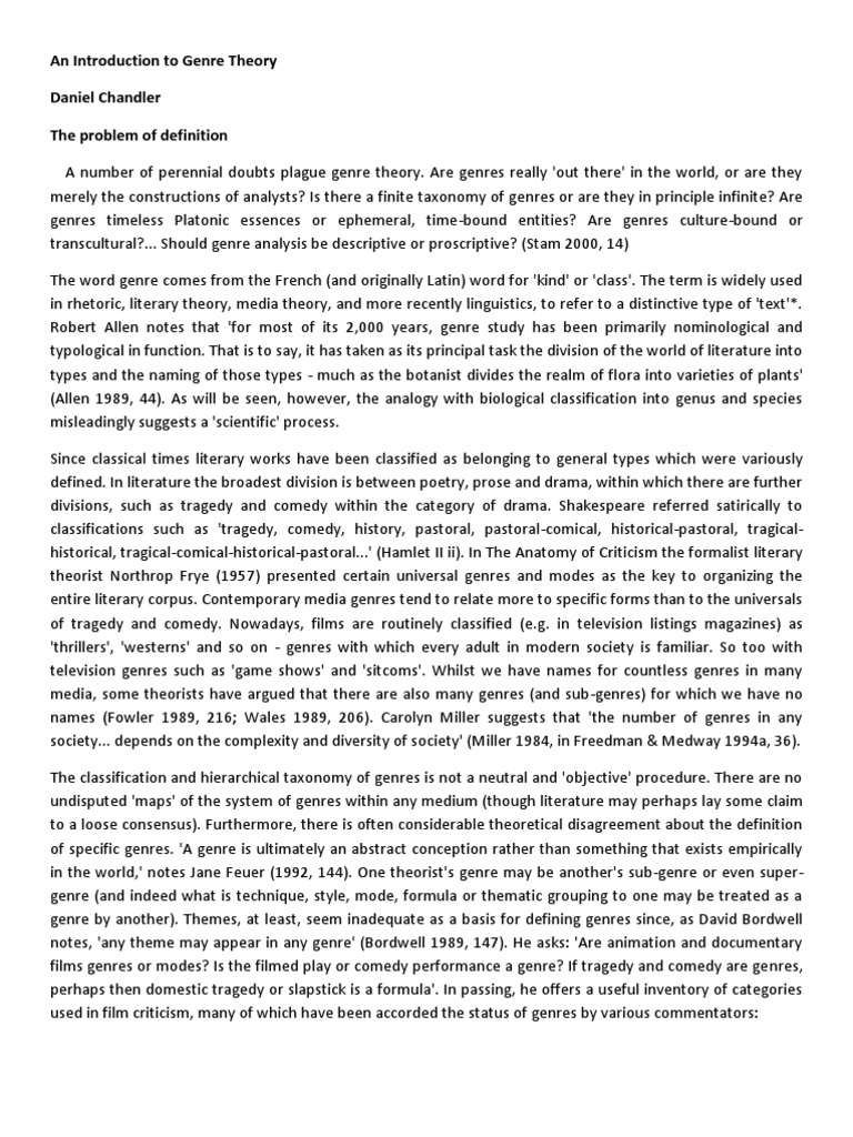 An Introduction To Genre Theory | Download Free PDF | Genre | Mass Media
