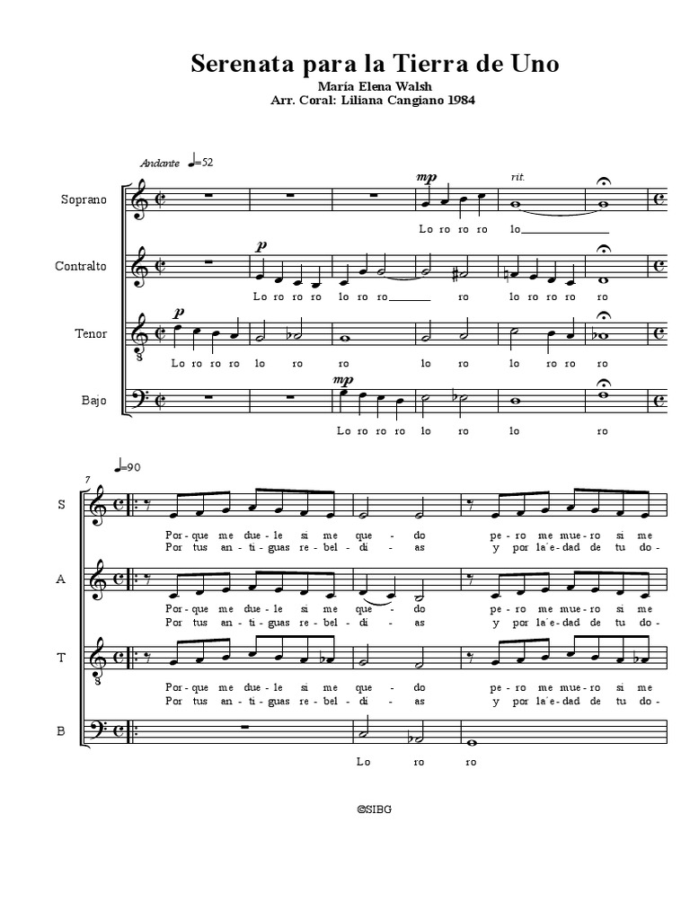 Serenata para La Tierra de Uno. | PDF | Música vocal | Canto