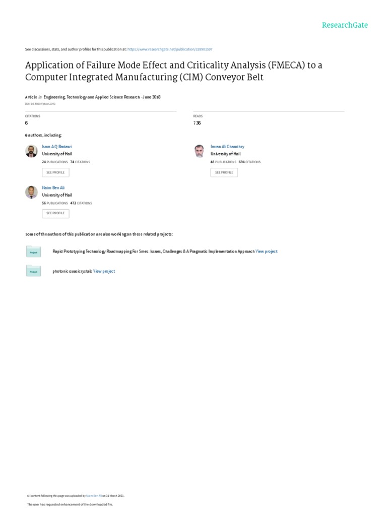 Application of Failure Mode Effect and Criticality Analysis (FMECA) To A Computer Integrated ...