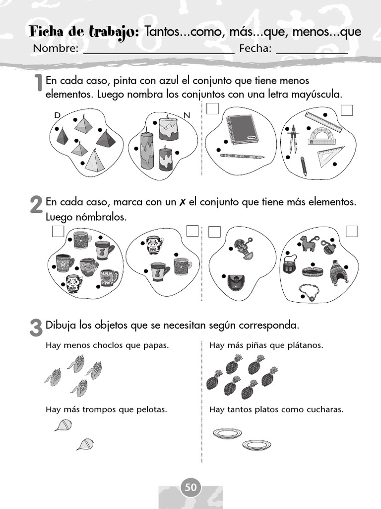 Ejercicios de Comparación para Primer Grado | PDF