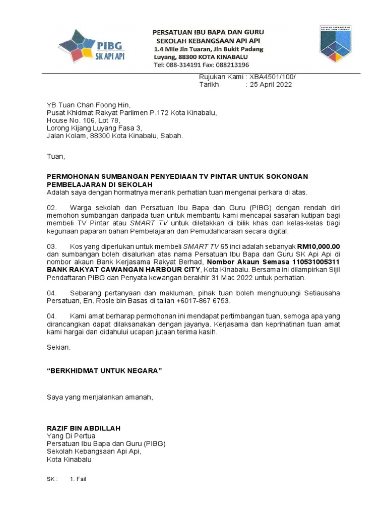 Surat Mohon Sumbangan Smart TV | PDF