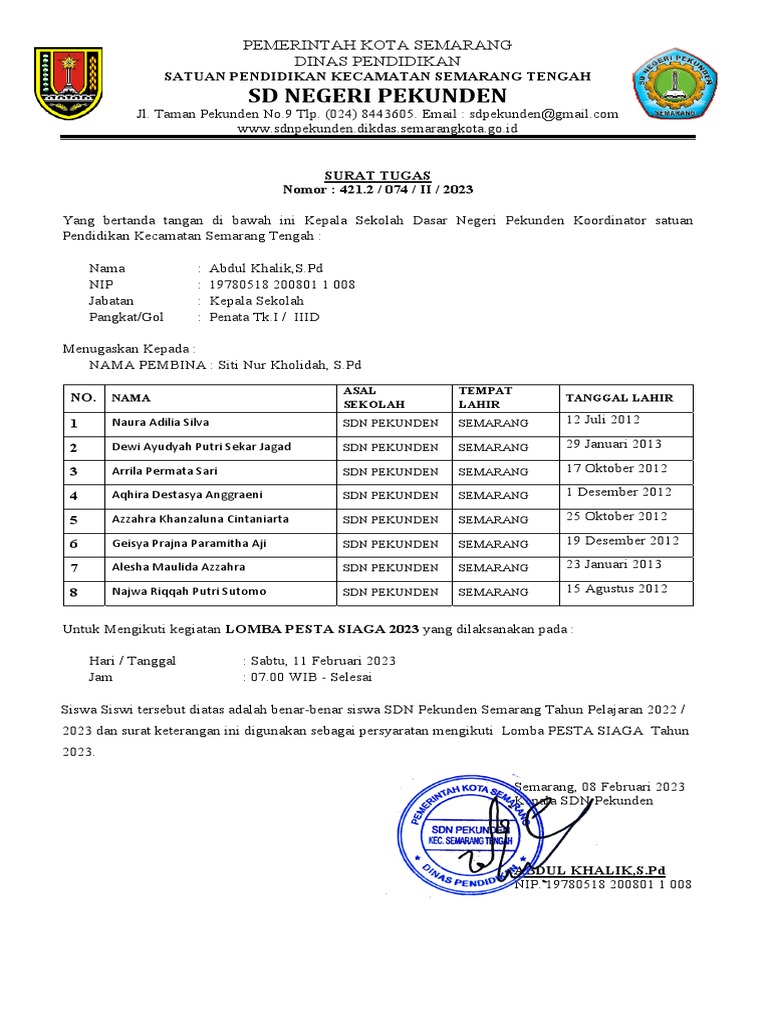 074 - 075 SK Tugas Lomba Pesta Siaga PPPP | PDF