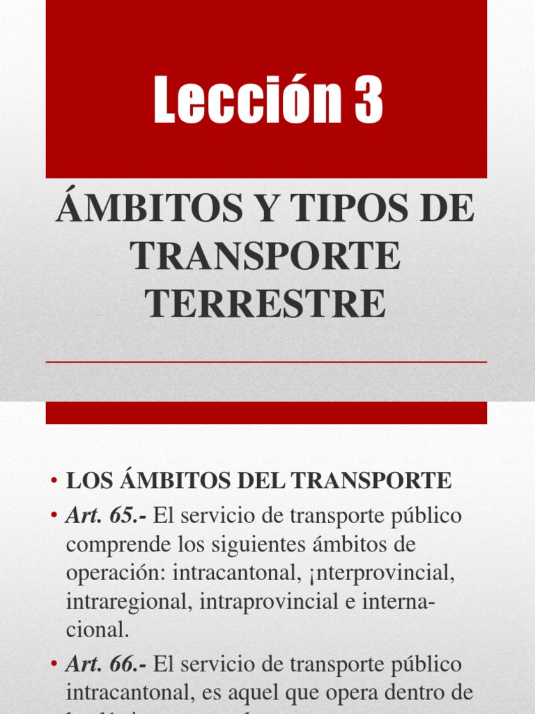 Lección 3: Ámbitos Y Tipos de Transporte Terrestre | PDF | Transporte ...