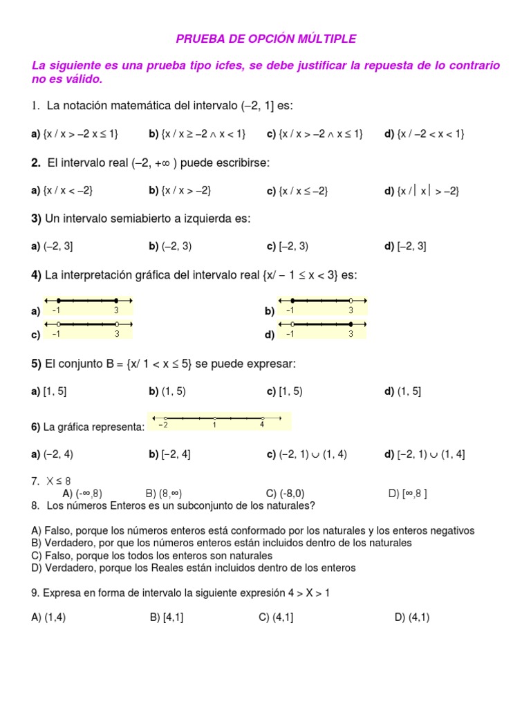 Prueba de Opción Múltiple sobre Intervalos | PDF | Métodos y materiales ...