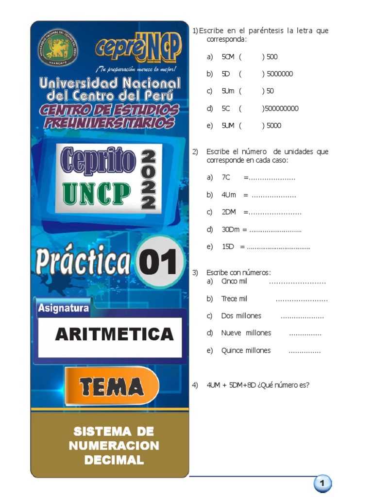 Sem 01 - Sistema de Numeracion Decimal | PDF | Notación Matemática ...