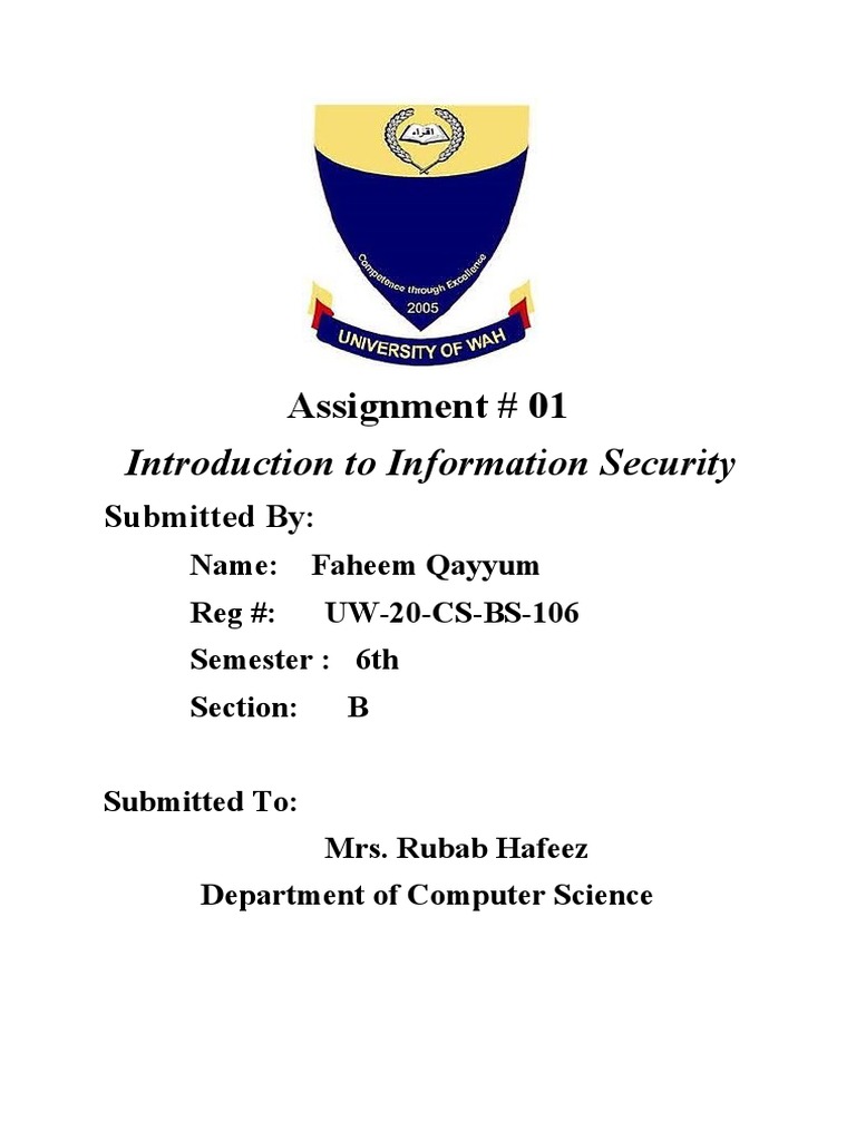 Assignment 1 IIS | PDF | Information Security | Key (Cryptography)