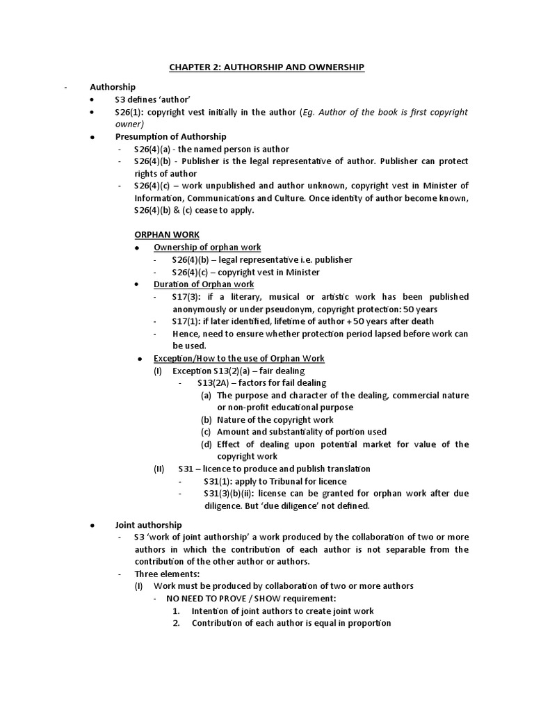 Copyright Law - Chapter 2 (Authorship and Ownership) | PDF | Copyright | License