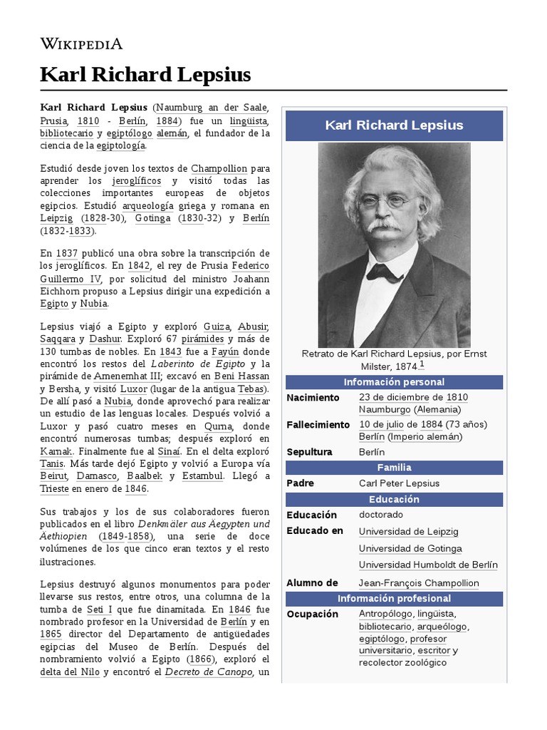 Karl Richard Lepsius | PDF | egiptología | Antiguo Egipto