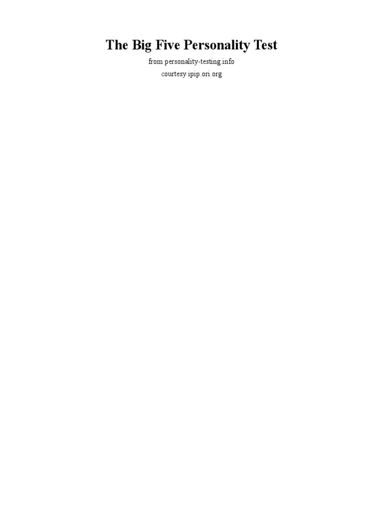 Big Five Personality Test Guide | PDF | Psychological Theories ...