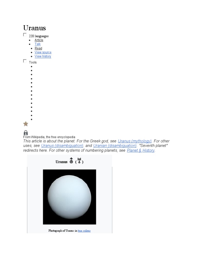Uranus: 220 Languages | PDF | Uranus | Magnetosphere