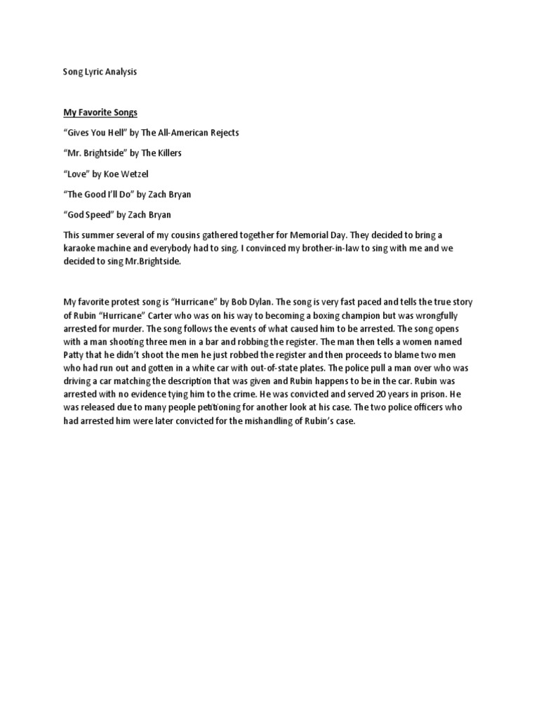 Song Lyric Analysis | PDF | Mystery, Thriller & Crime Fiction | Poetry