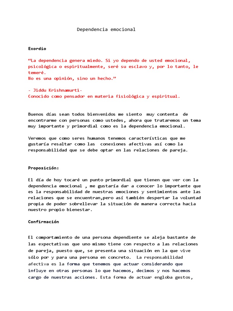 Dependencia Emocional | PDF | Las emociones | Sufrimiento