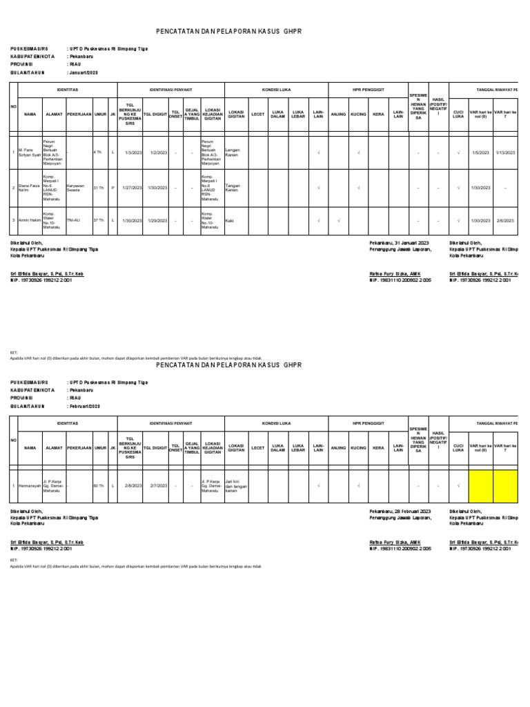 Lap. Rabies PKM SP3 2023 - 1 | PDF