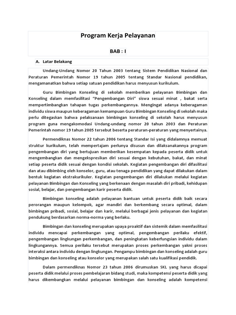 Program Kerja Pelayanan: Bab: I | PDF