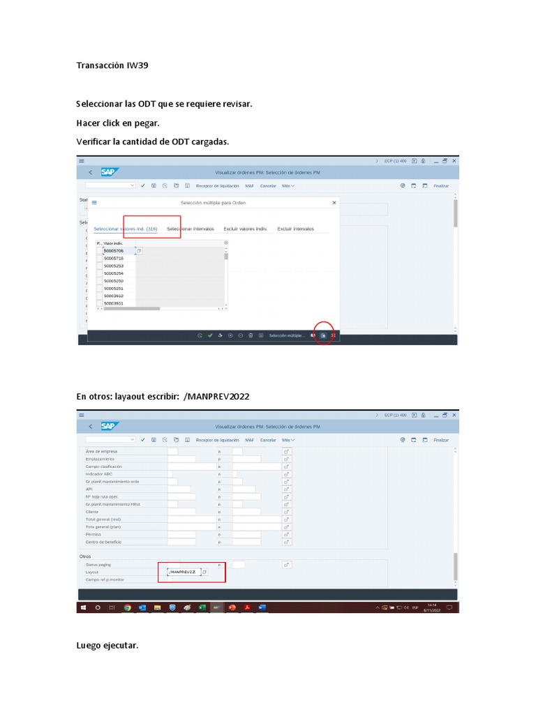 Guía para Transacción IW39 en SAP | PDF | Negocios | Informática