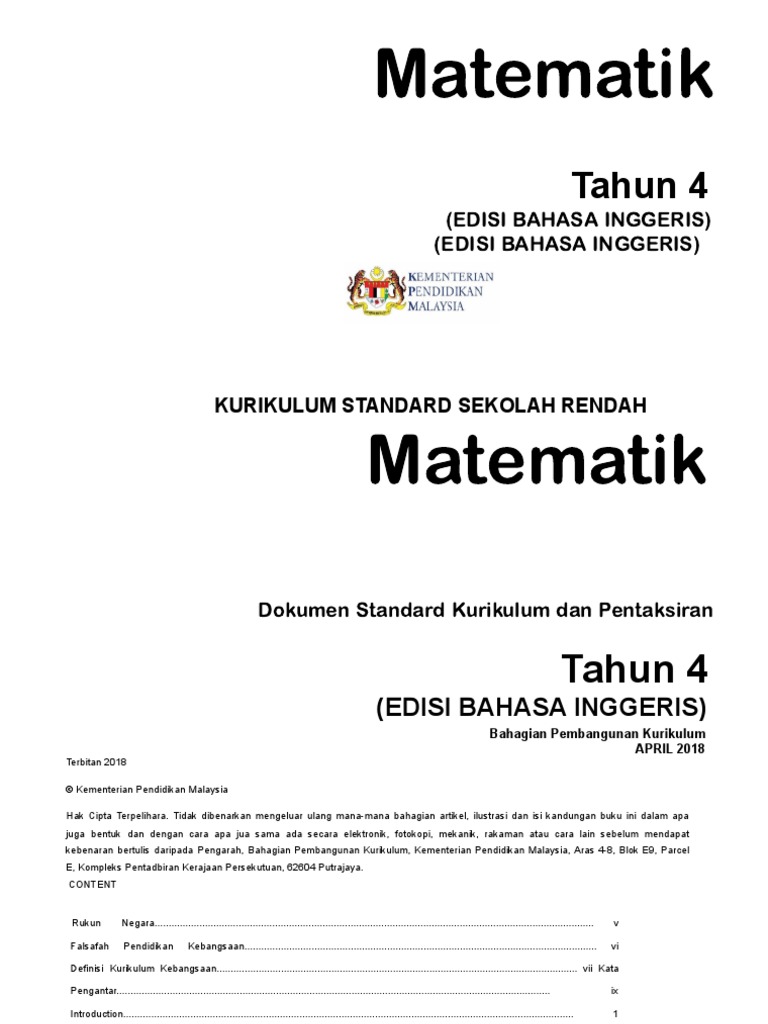 DSKP KSSR Revised 2017 Mathematics Year 4 | PDF