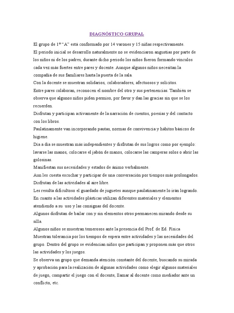 Diagnóstico Grupal | PDF