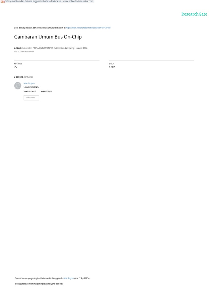 An Overview of On-Chip Buses - En.id | PDF