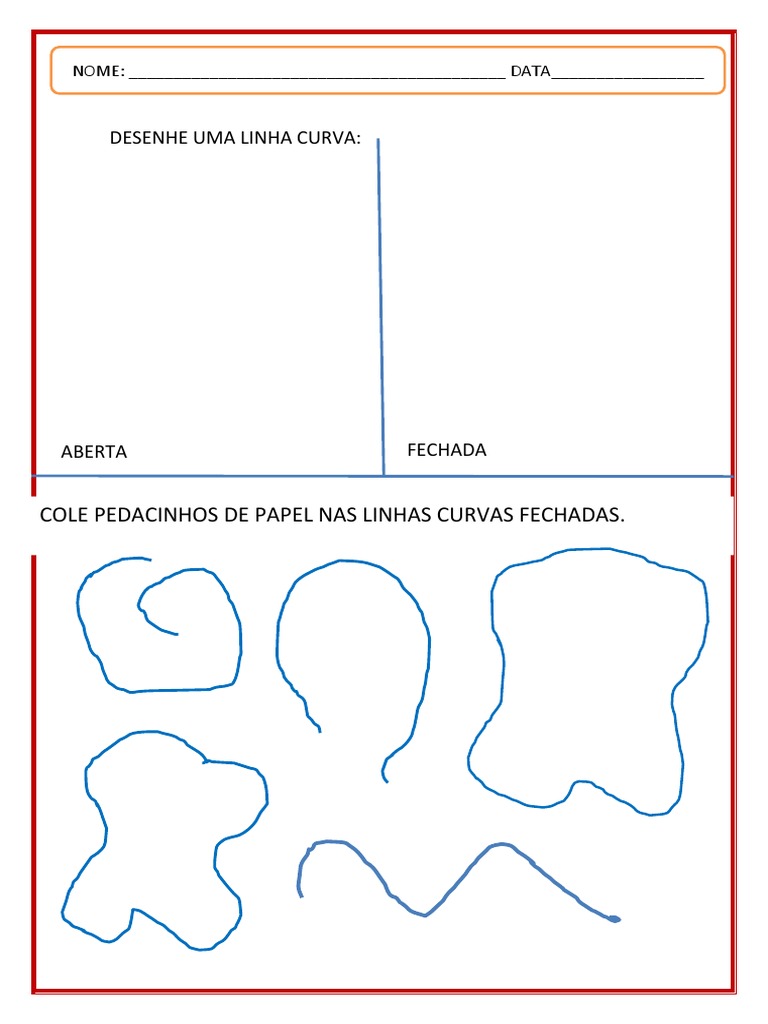 Desenhe Uma Linha Curva:: Cole Pedacinhos de Papel Nas Linhas Curvas ...