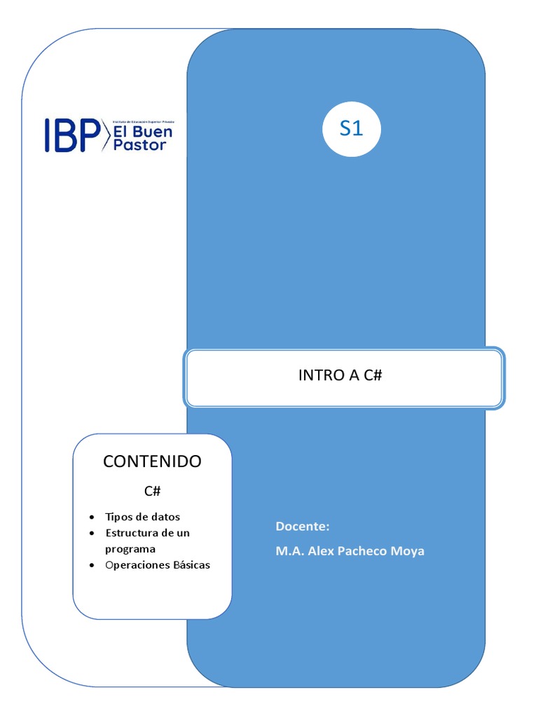 Separata S1 Intro C# | PDF | C Sharp (lenguaje de programación) | Software