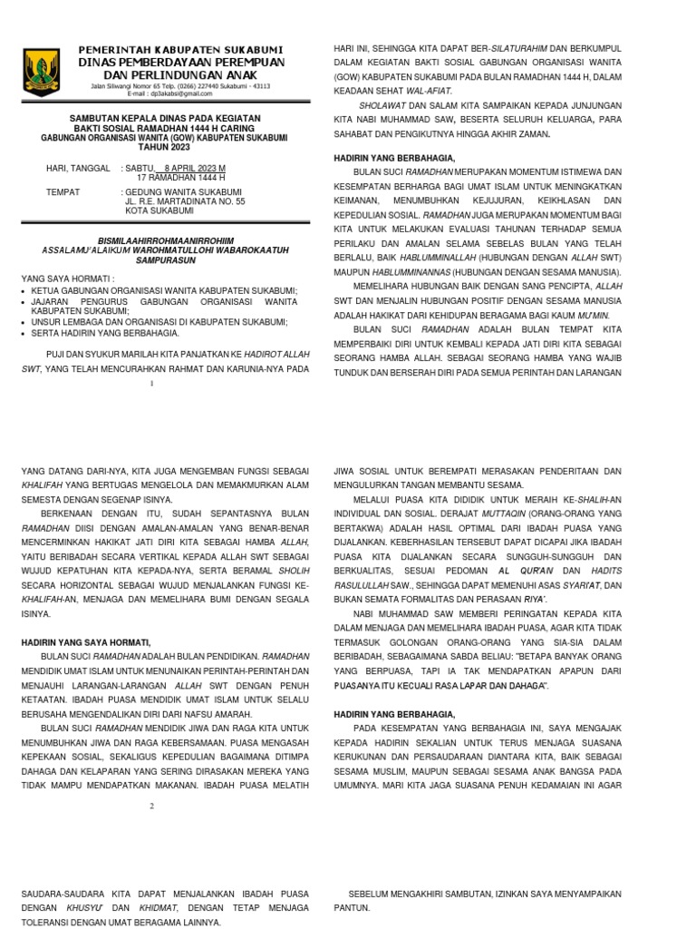 SAMBUTAN GOW Caring 2023 | PDF