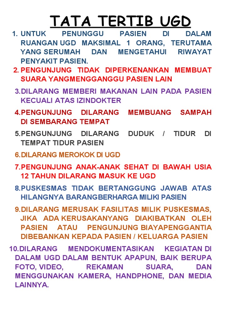 TATA TERTIB UGD | PDF