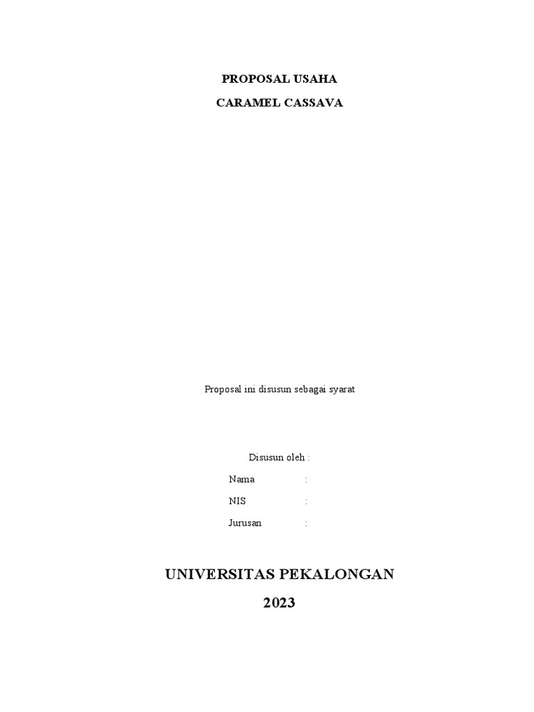 Proposal Usaha Caramel Cassava | PDF