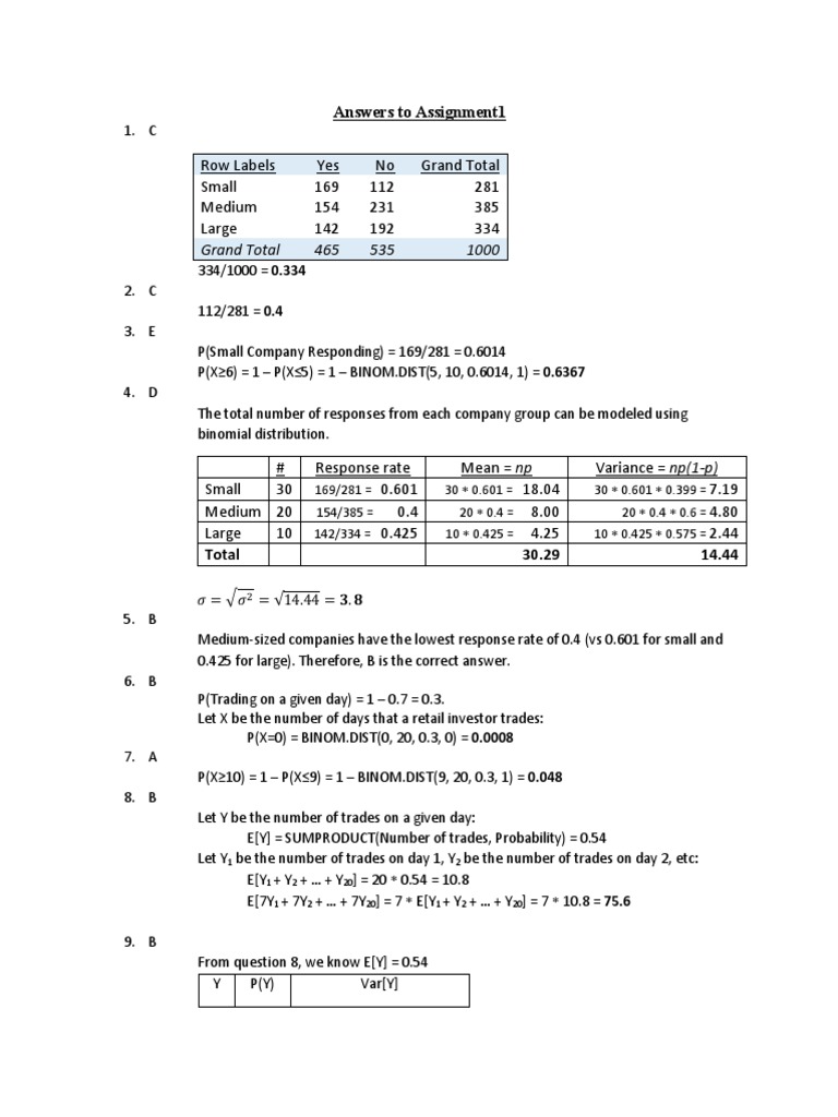 Assignment1 - Solution Managerial Statistics | Download Free PDF | Statistics | Statistical Theory