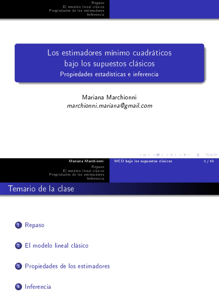 MCO y Propiedades de Estimadores | PDF | Mínimos cuadrados ordinarios | Teoría estadística